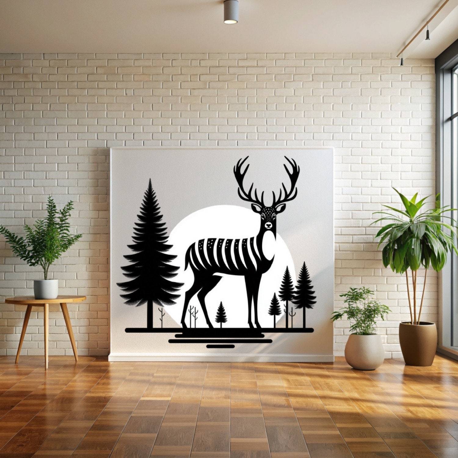 Forest Deer 2D Wall Art Stl, Dxf, Svg Files for Laser Cut, 3D Printer ...