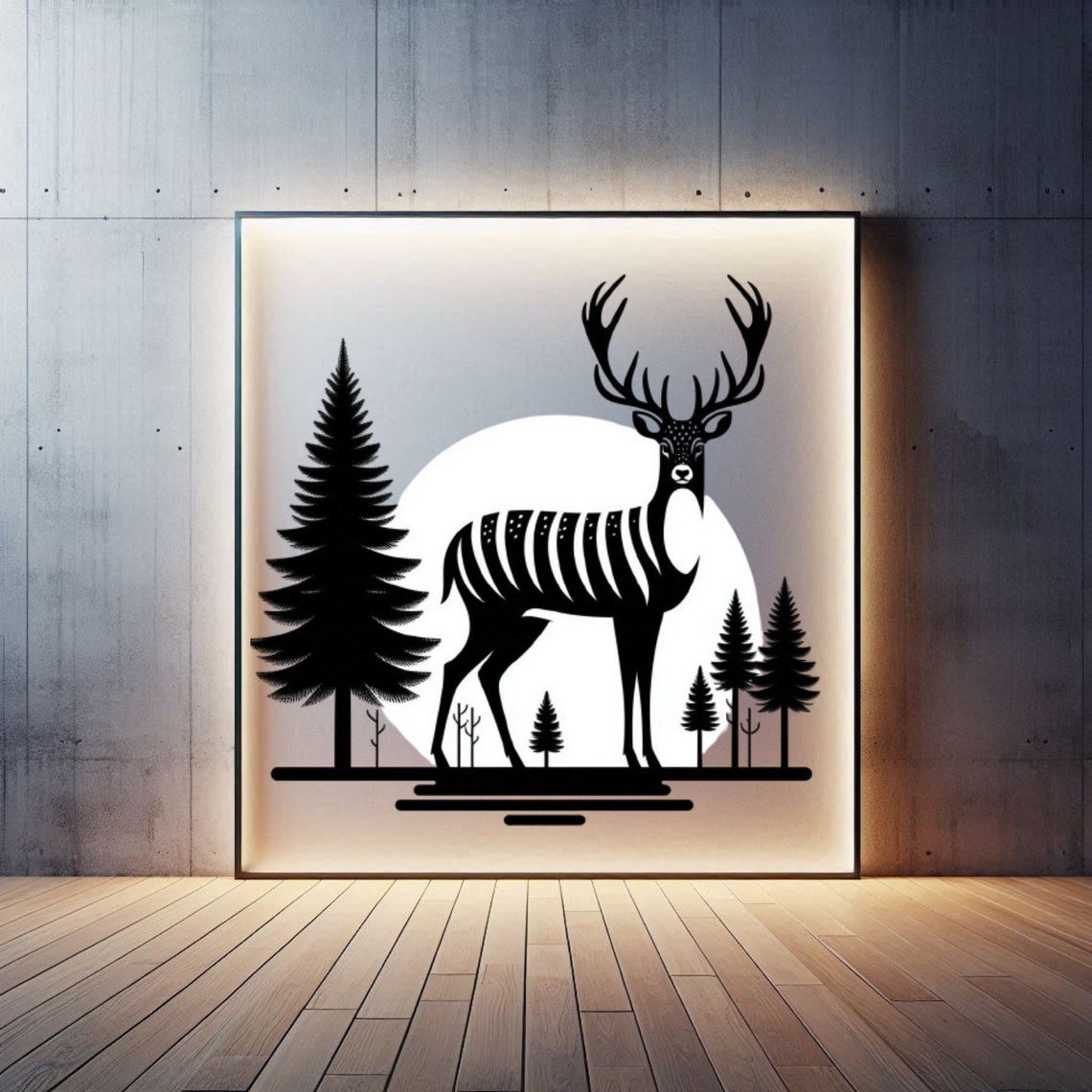 Forest Deer 2D Wall Art Stl, Dxf, Svg Files for Laser Cut, 3D Printer ...