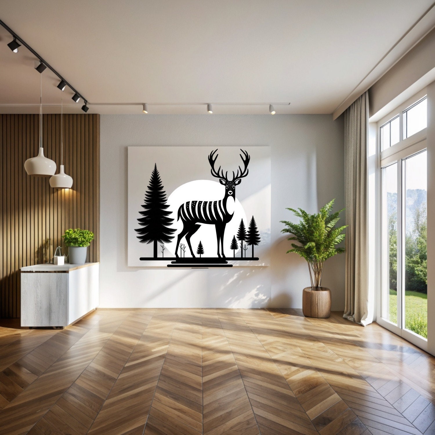 Forest Deer 2D Wall Art Stl, Dxf, Svg Files for Laser Cut, 3D Printer ...
