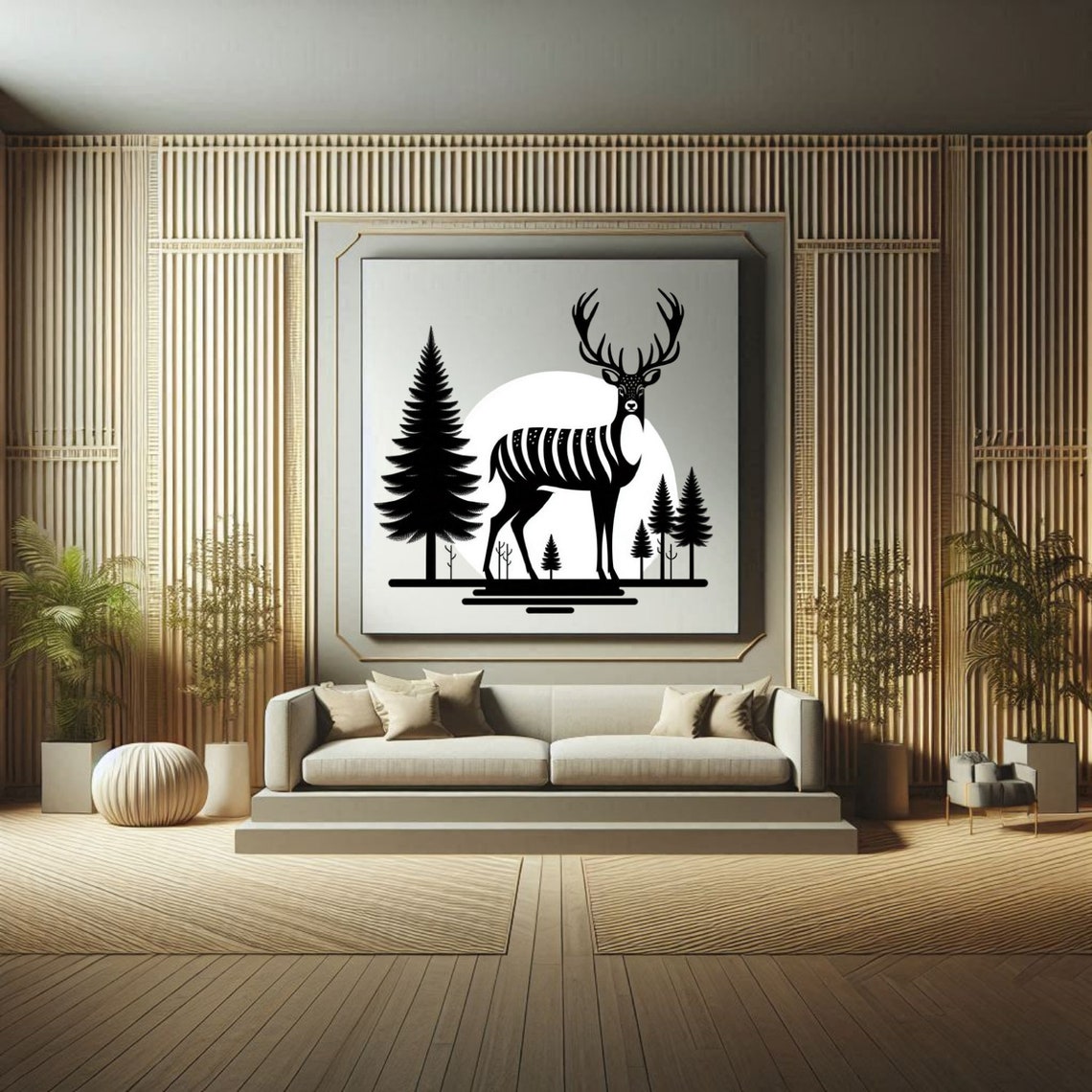 Forest Deer 2D Wall Art Stl, Dxf, Svg Files for Laser Cut, 3D Printer ...