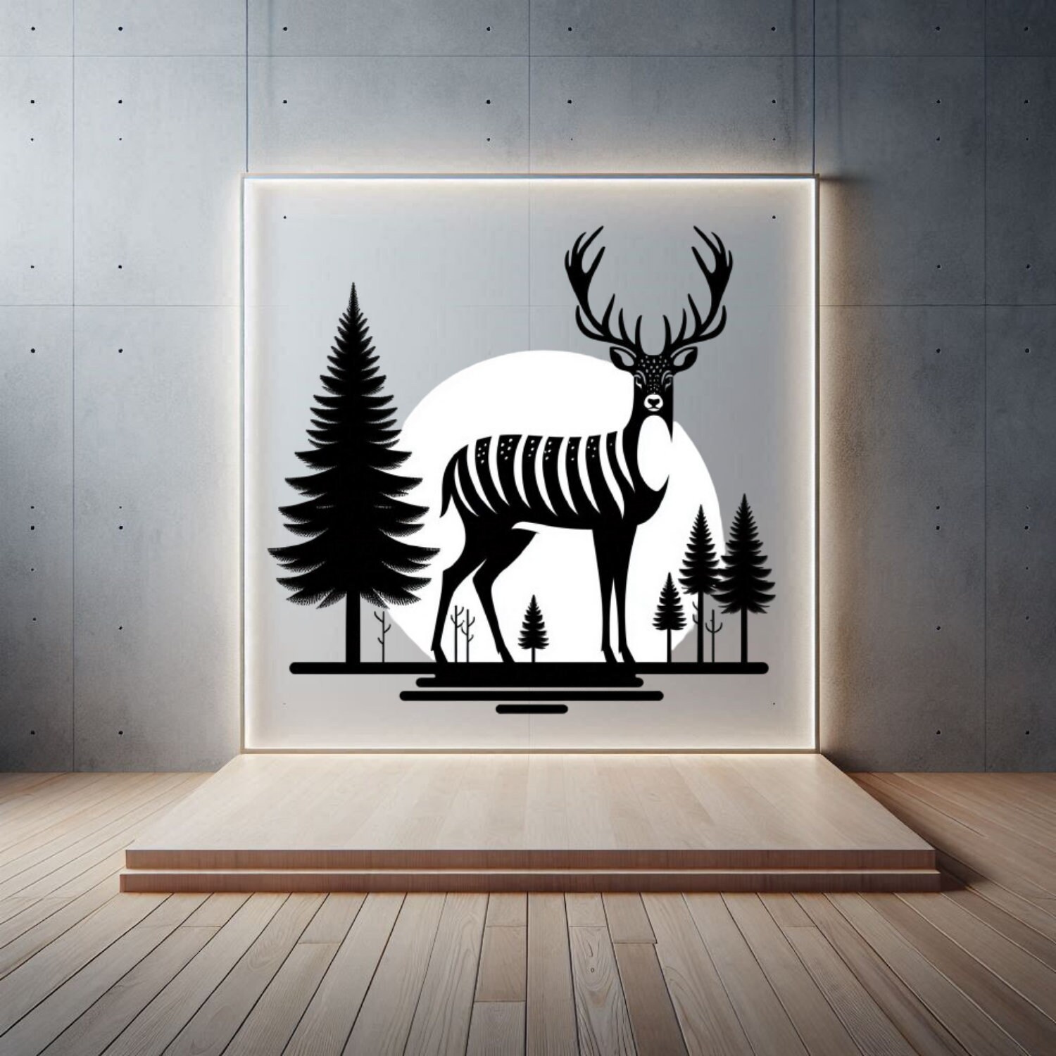 Forest Deer 2D Wall Art Stl, Dxf, Svg Files for Laser Cut, 3D Printer ...