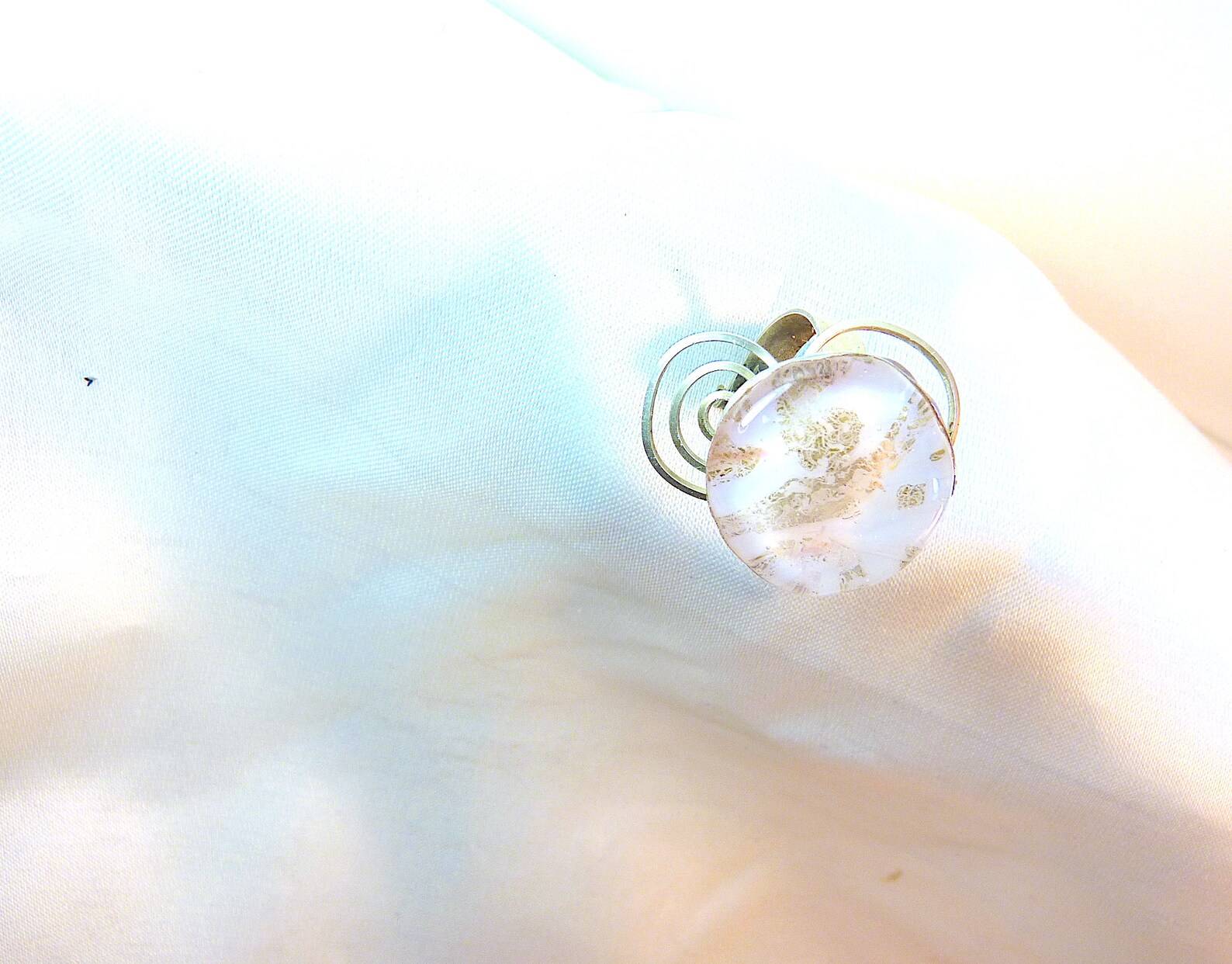 Glass Ring and Spirals in Silver,ring in Molten Glass and Silver Wire ...