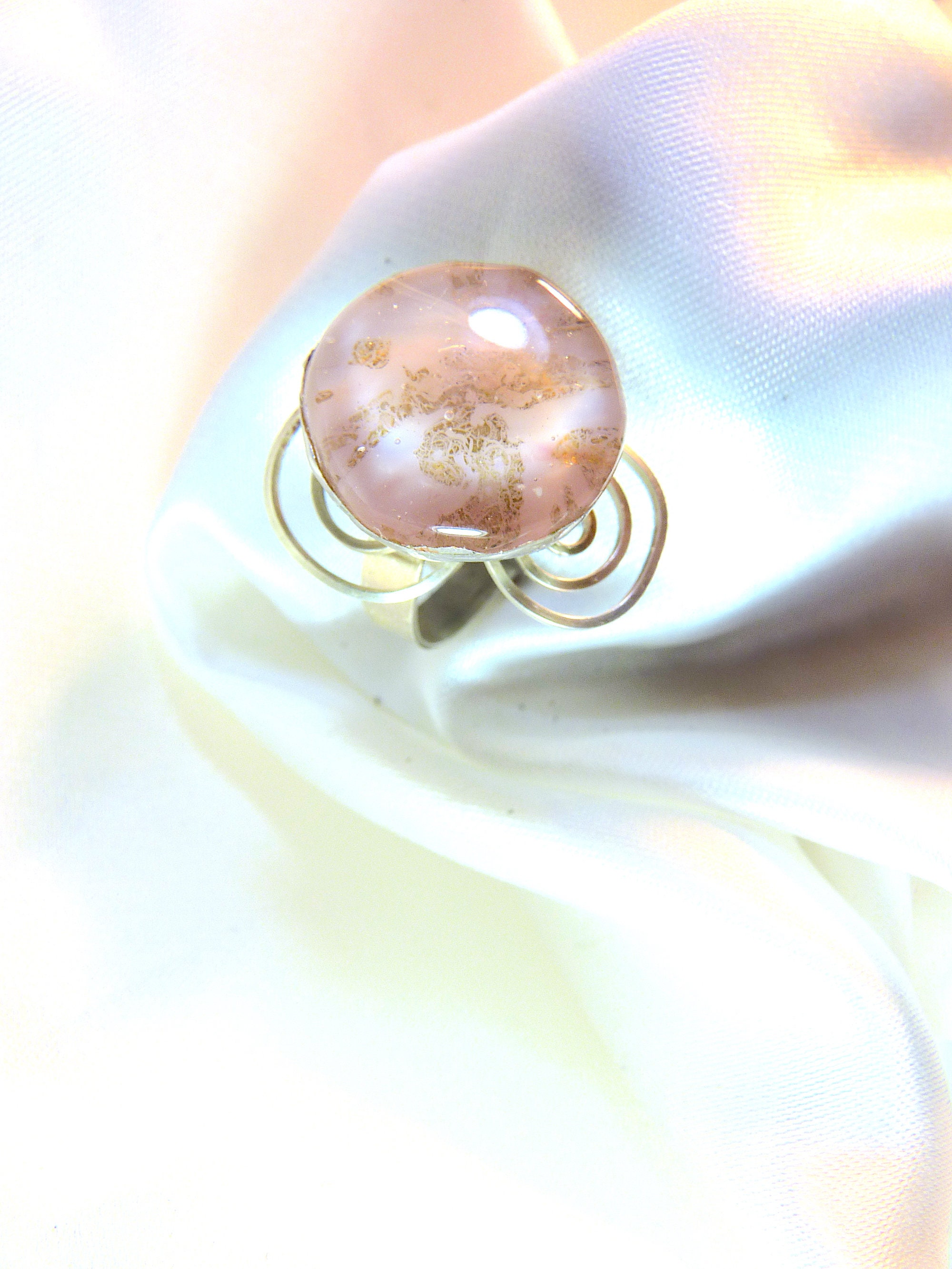 Glass Ring and Spirals in Silver,ring in Molten Glass and Silver Wire ...