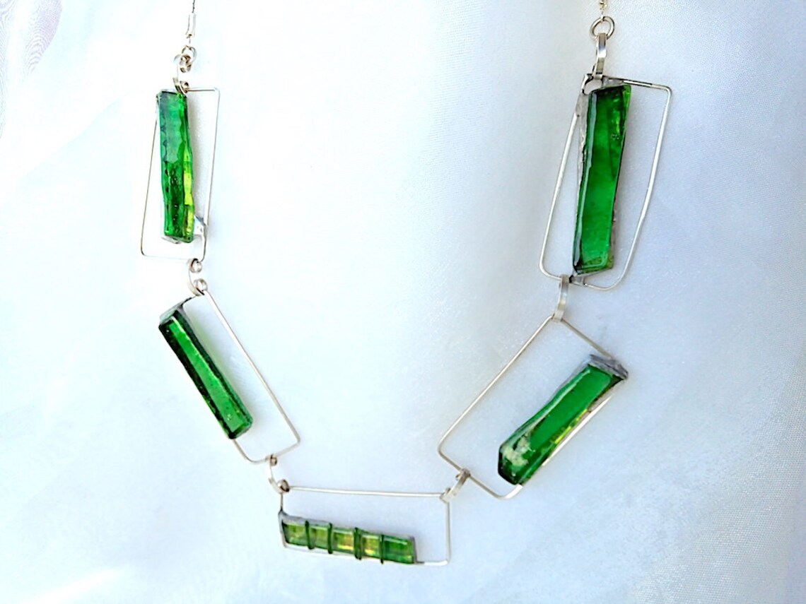 Green Glass Necklace, Unique Gift, Artisan Jewelry, Only Handmade ...