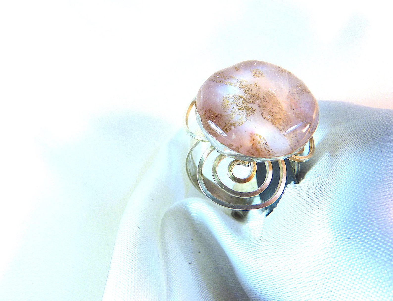 Glass Ring and Spirals in Silver,ring in Molten Glass and Silver Wire ...