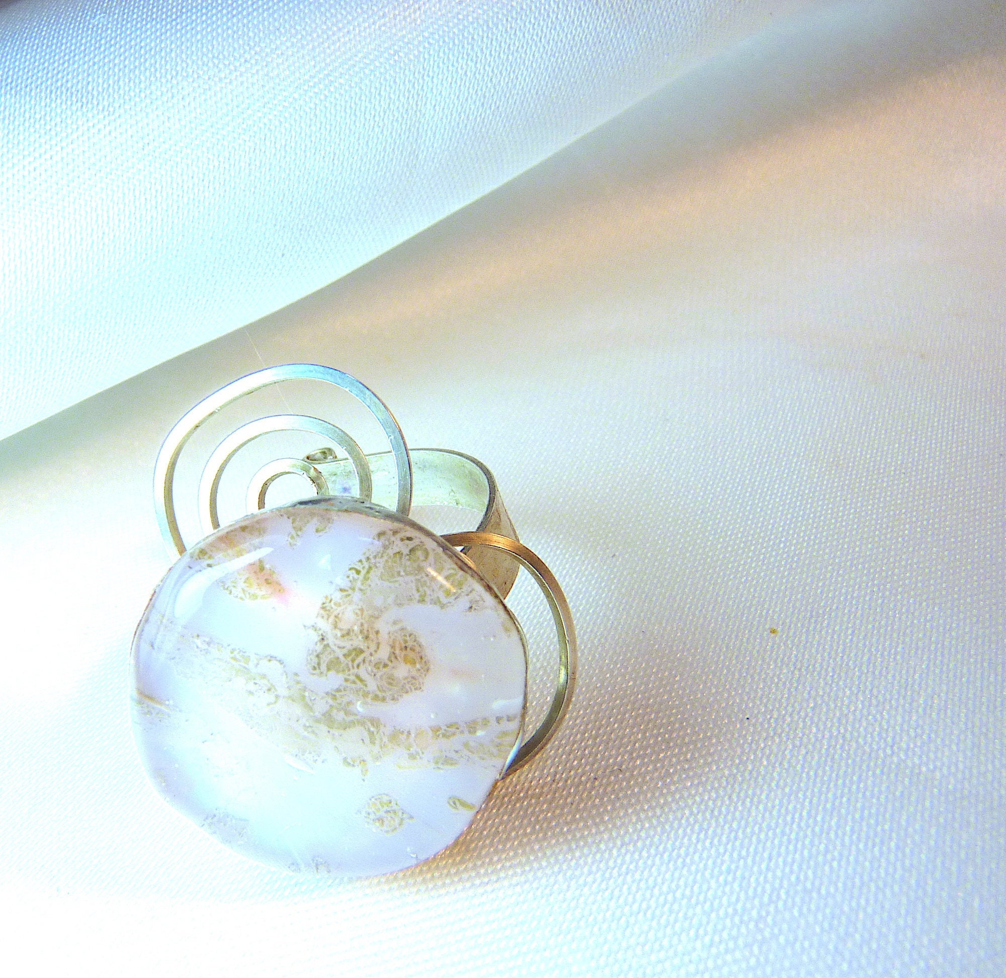 Glass Ring and Spirals in Silver,ring in Molten Glass and Silver Wire ...
