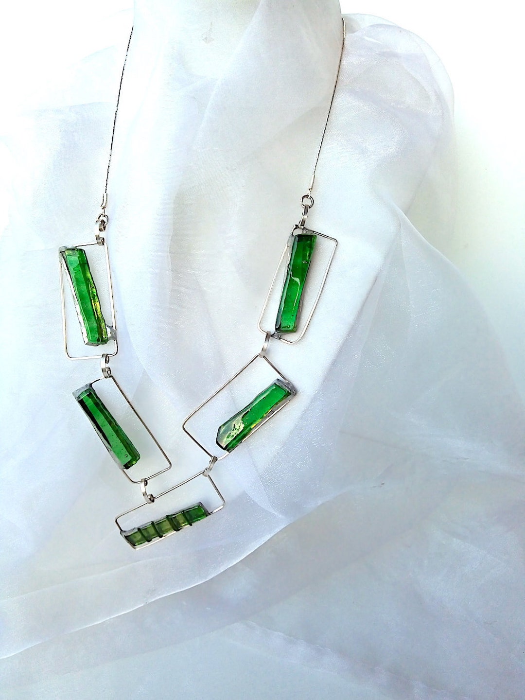 Green Glass Necklace, Unique Gift, Artisan Jewelry, Only Handmade ...