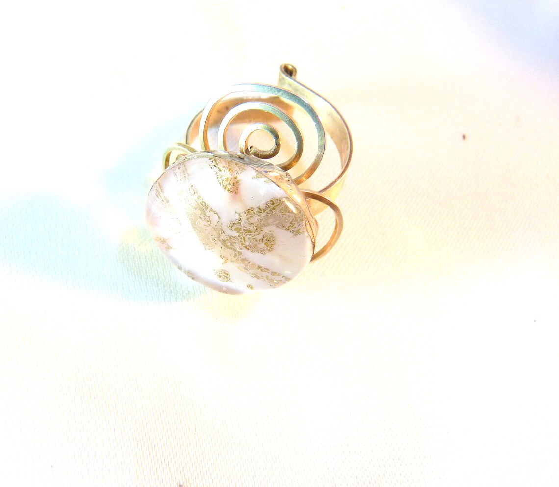 Glass Ring and Spirals in Silver,ring in Molten Glass and Silver Wire ...