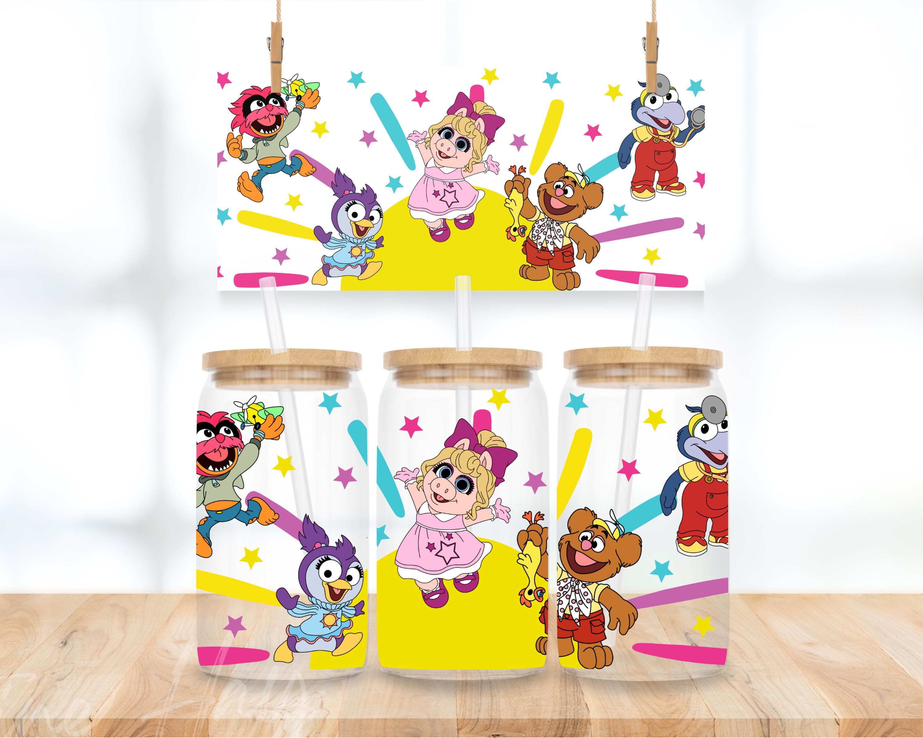 Puppet Characters 16 Oz Libbey Glass Can Design, Glass Can Wrap Design ...