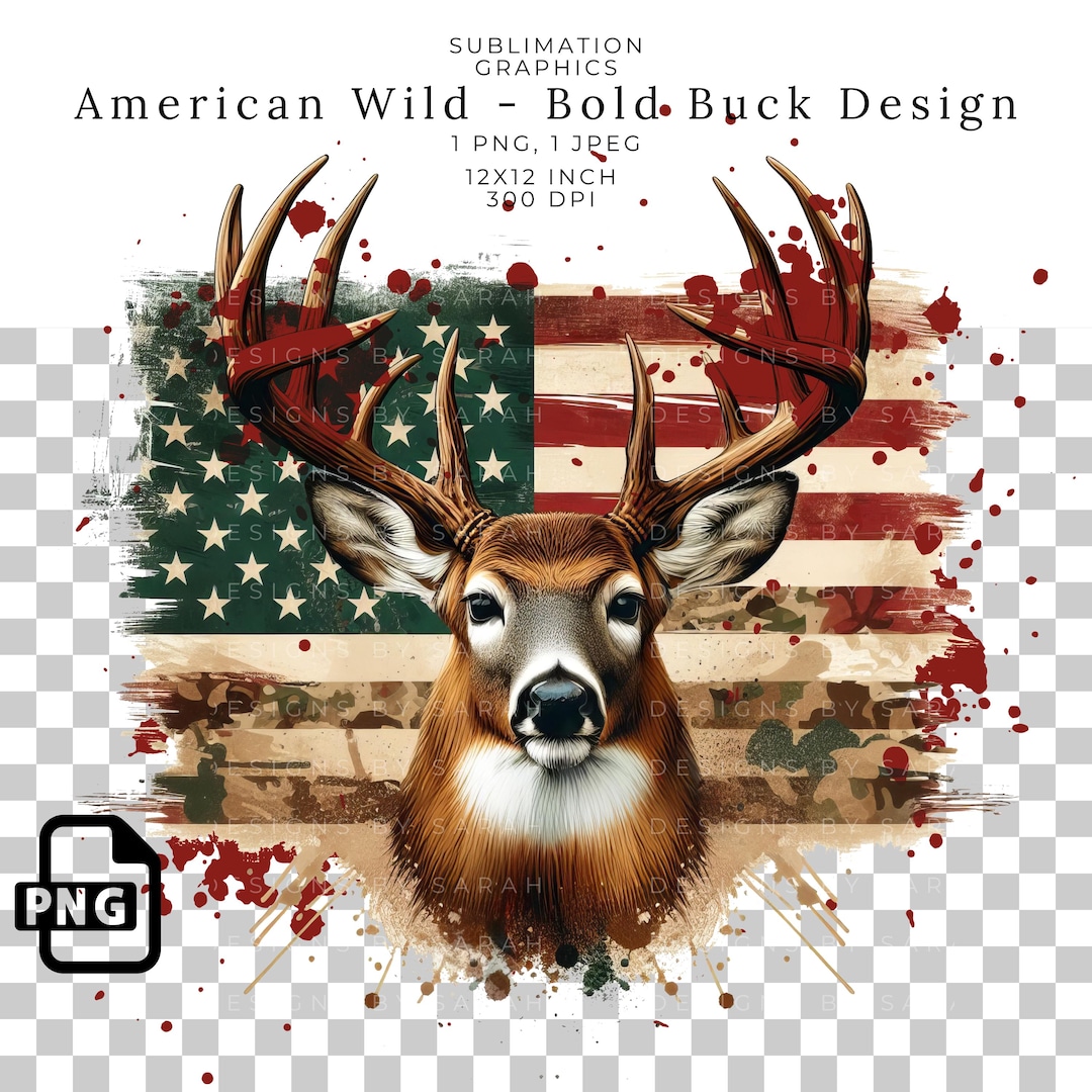Rustic Patriotic Buck PNG: American Flag Deer Sublimation Design - Etsy