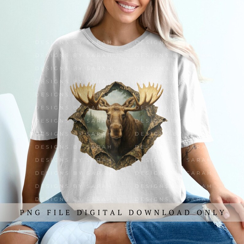Moose Camo Tear Reveal Sublimation PNG, Wilderness Hunting Camouflage ...