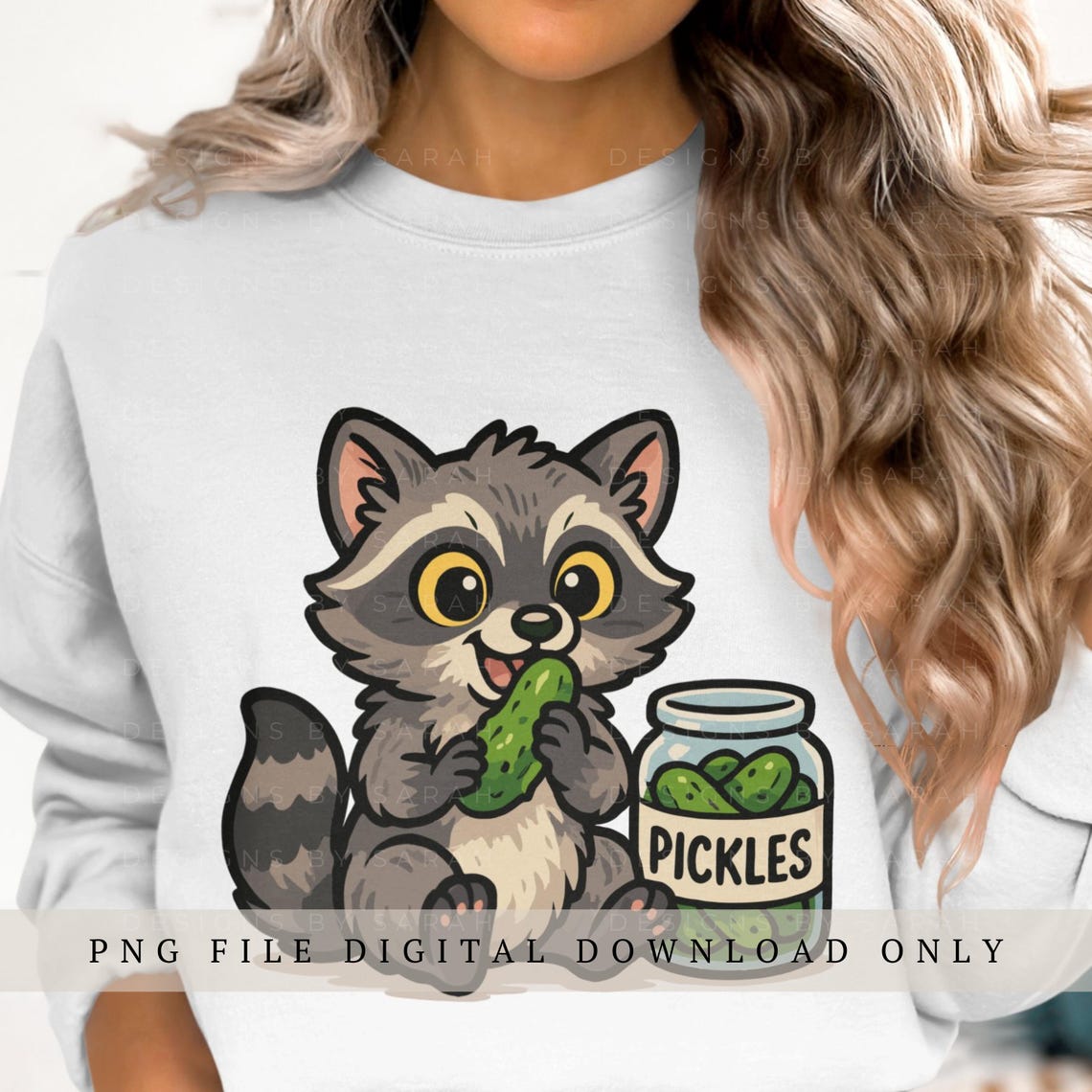 Raccoon Pickle Jar Bandit PNG: Funny Cartoon Graphic (15x15 Inches, 300 ...
