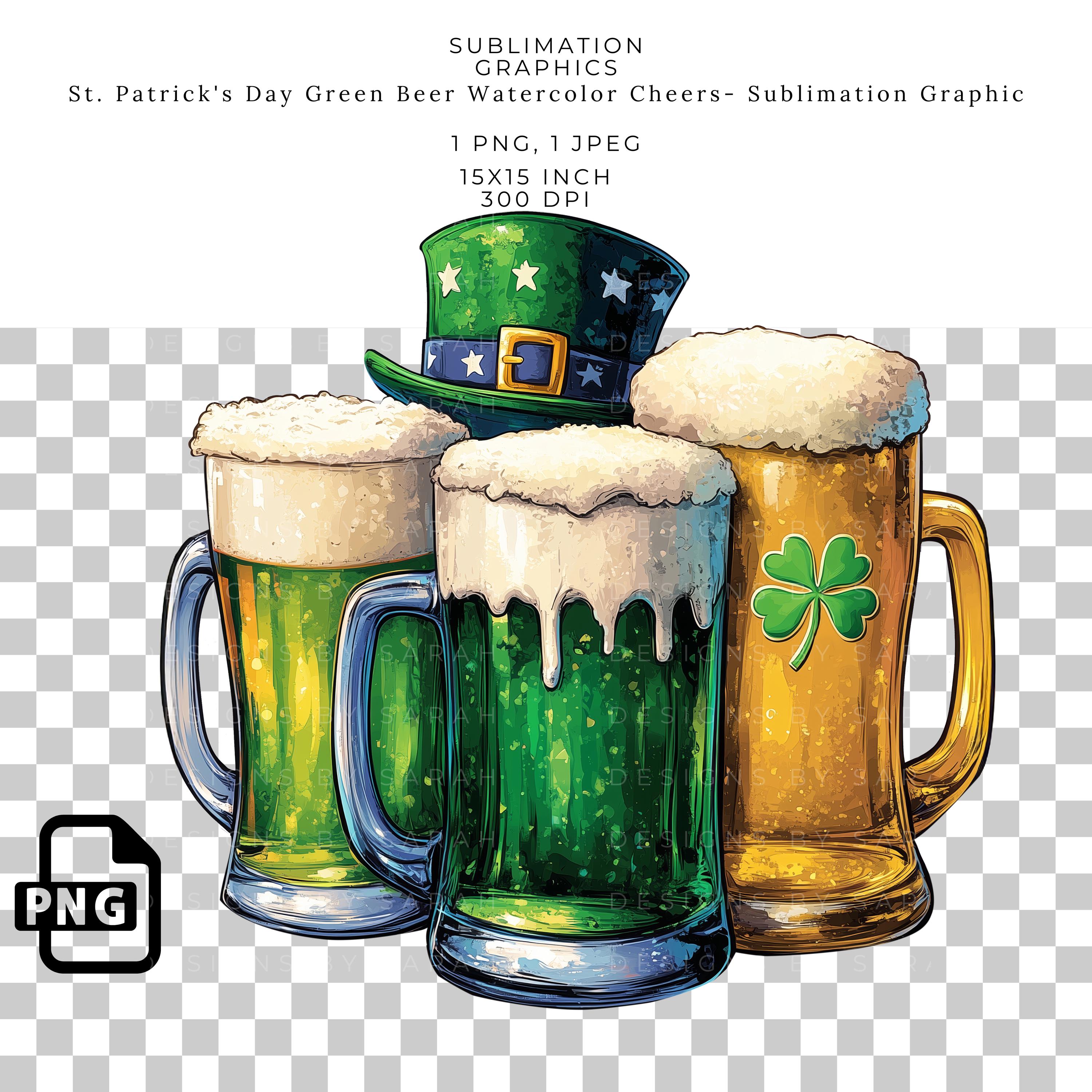 St. Patrick's Day Green Beer Watercolor PNG Clipart: Irish Design ...