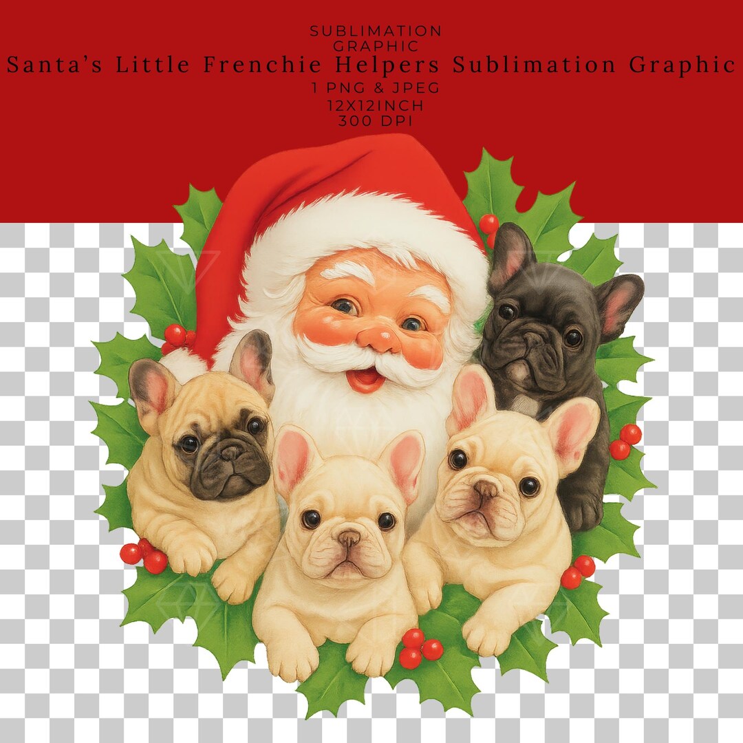 Vintage Santa French Bulldog Pet Dog Holiday Sublimation Graphic (PNG ...
