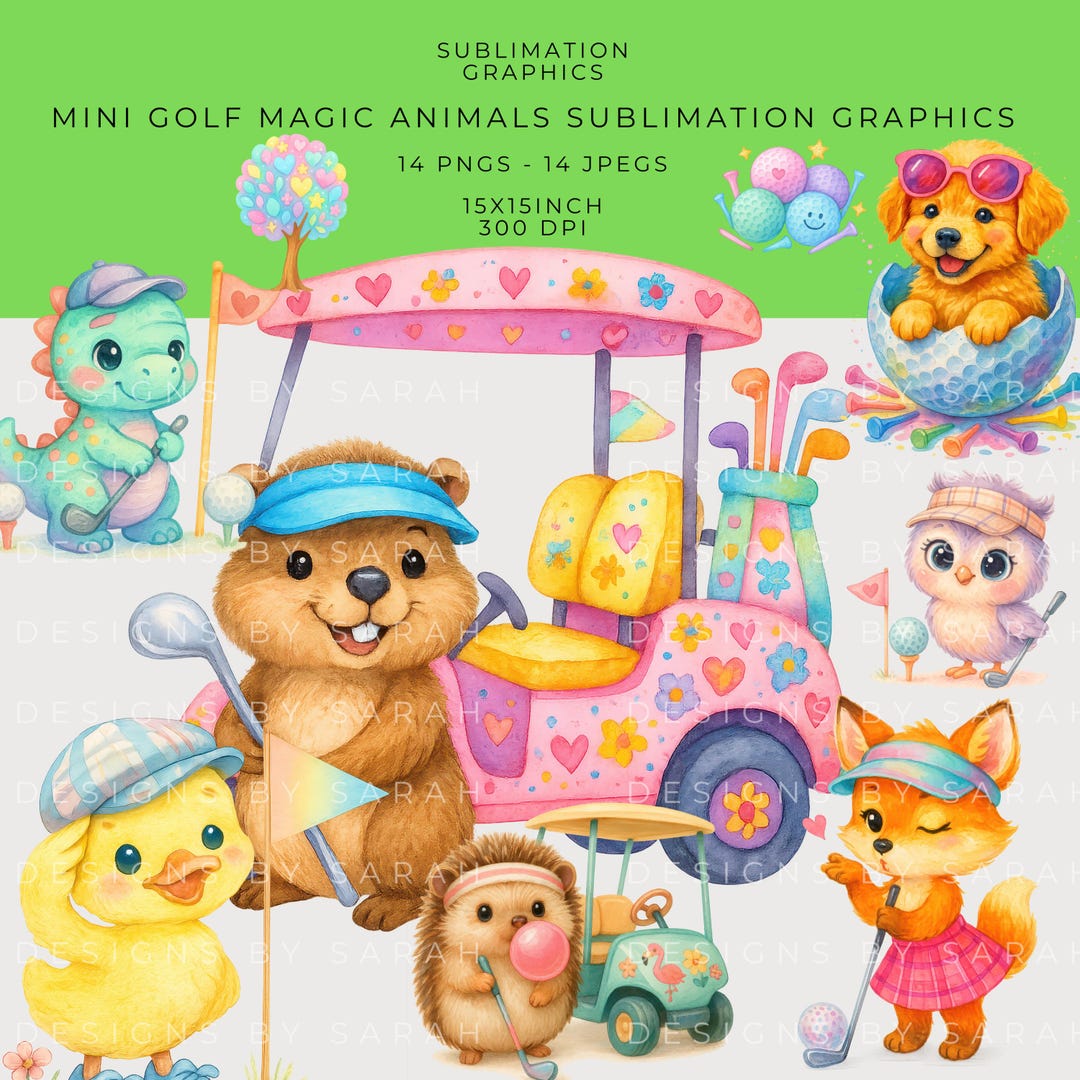 Mini Golf Animals Clipart: Sporty PNG Set for Sublimation - Etsy