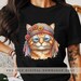 Boho Hippie Orange Cat With Glasses PNG Graphic, Retro Hippy Ginger Cat ...