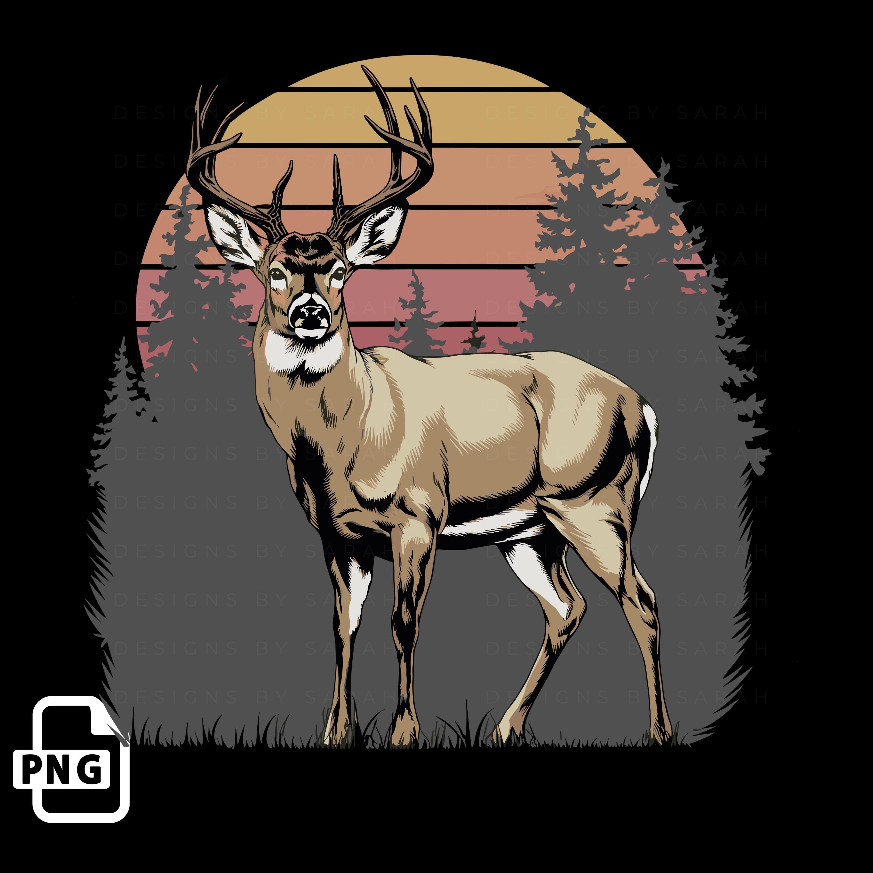 Retro Forest Buck PNG Design, Vintage Whitetail Deer Hunting Graphic ...