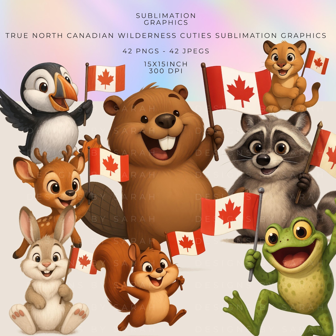 Canada Day Animal Clipart: 42 PNG/JPEG Designs for Sublimation - Etsy