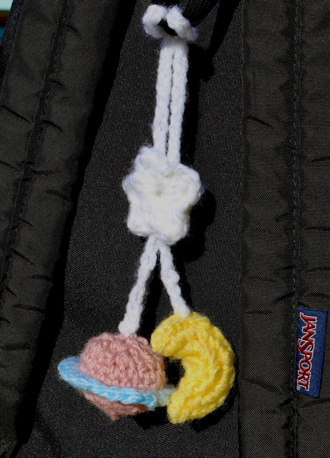 Crochet Saturn and Moon Charm- Custom Colours | Headphone Charm, Bag ...