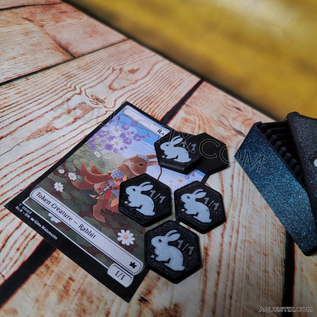Compact Sized 1/1 Rabbit Tokens (set of 18) With Case for Magic the ...