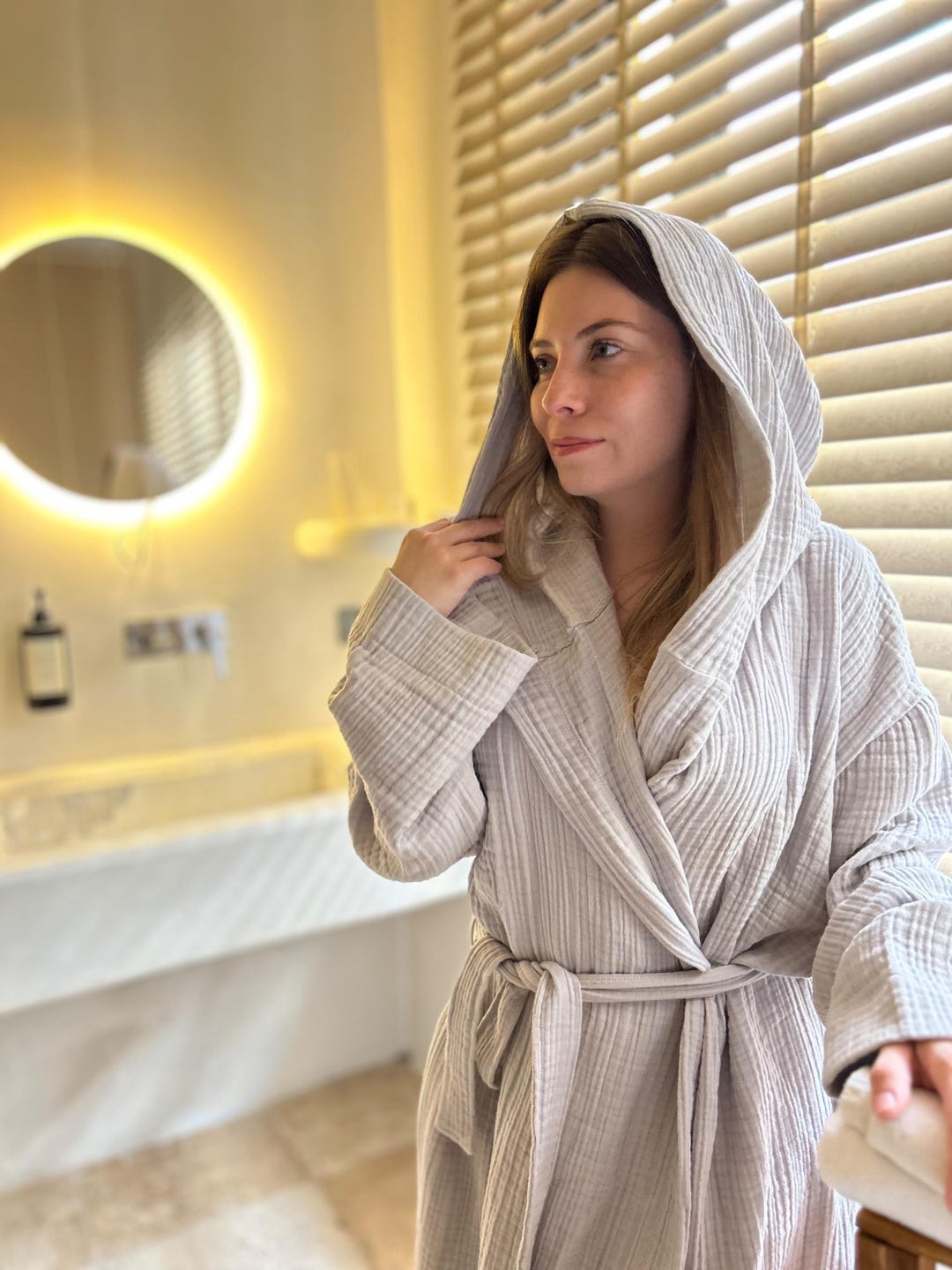 Handmade Muslin Hooded Bathrobe: Turkish Cotton Spa Robe - Etsy