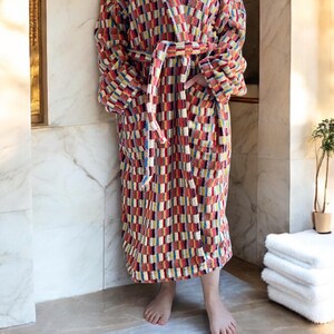 Multicolor Bubble Turkish Long Bathrobe, Unisex Premium Quality Thick ...