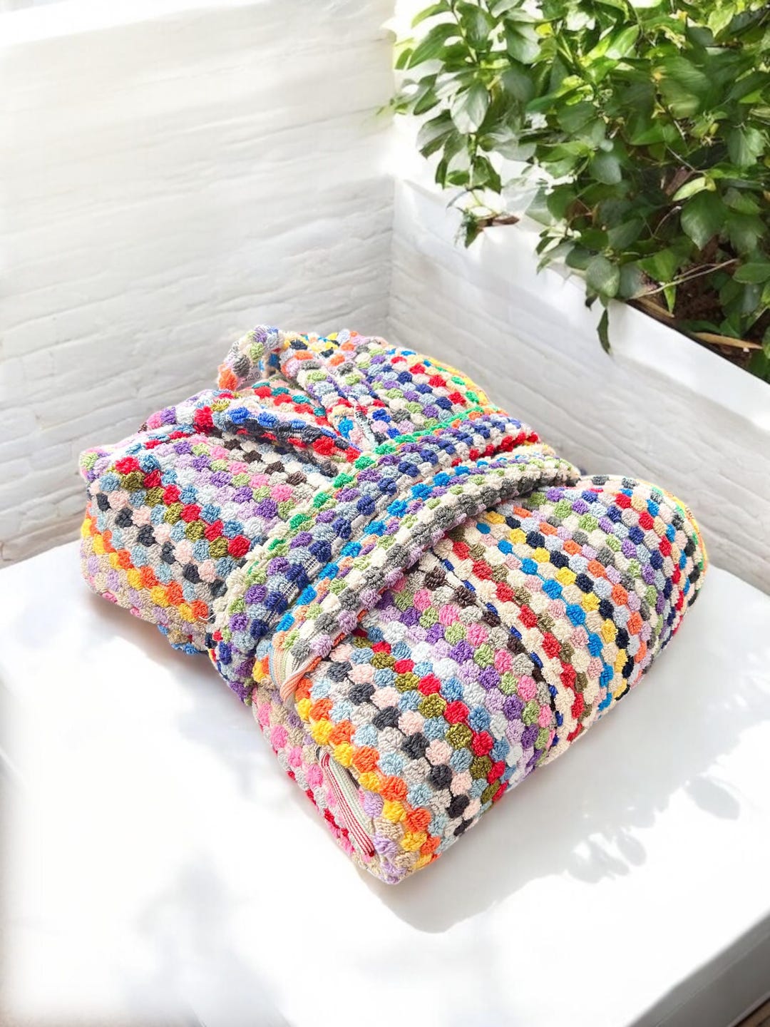 Handwoven Hooded Cotton Turkish Bathrobe: Colorful Chickpea Pattern - Etsy