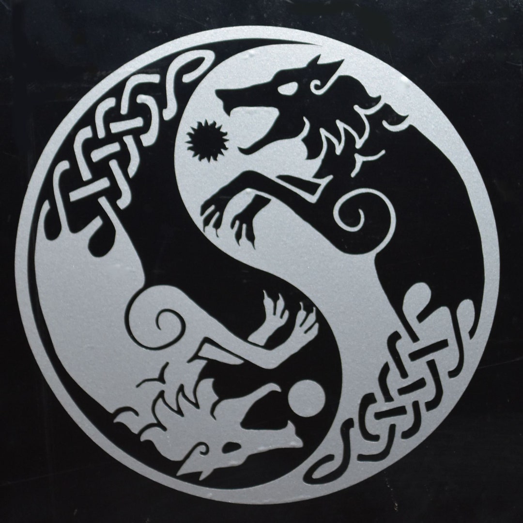 Viking Wolf Skoll Hati Yin Yang Silver Vinyl Decal - Etsy