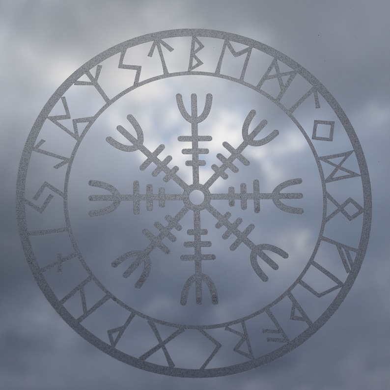 Viking Helm of Awe Protection Runes Talisman Etched Glass | Etsy