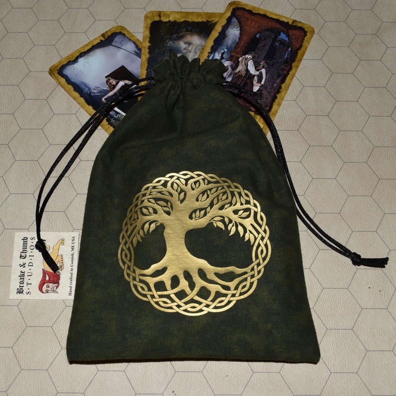 Celtic Knot Tree of Life Green Tarot Rune Dice Bag - Etsy