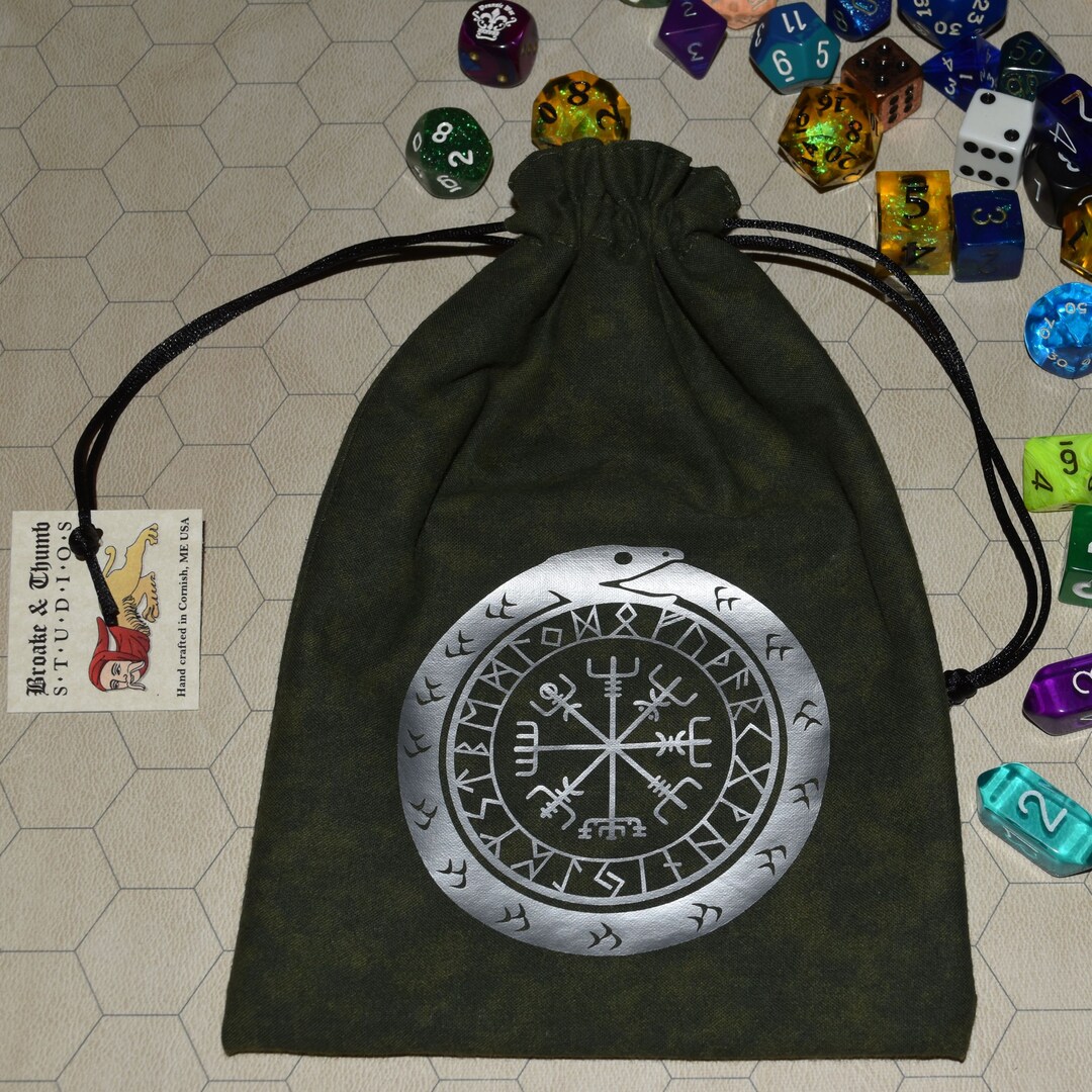 Ouroboros Vegvisir Viking Compass Rune Dice Green Bag - Etsy