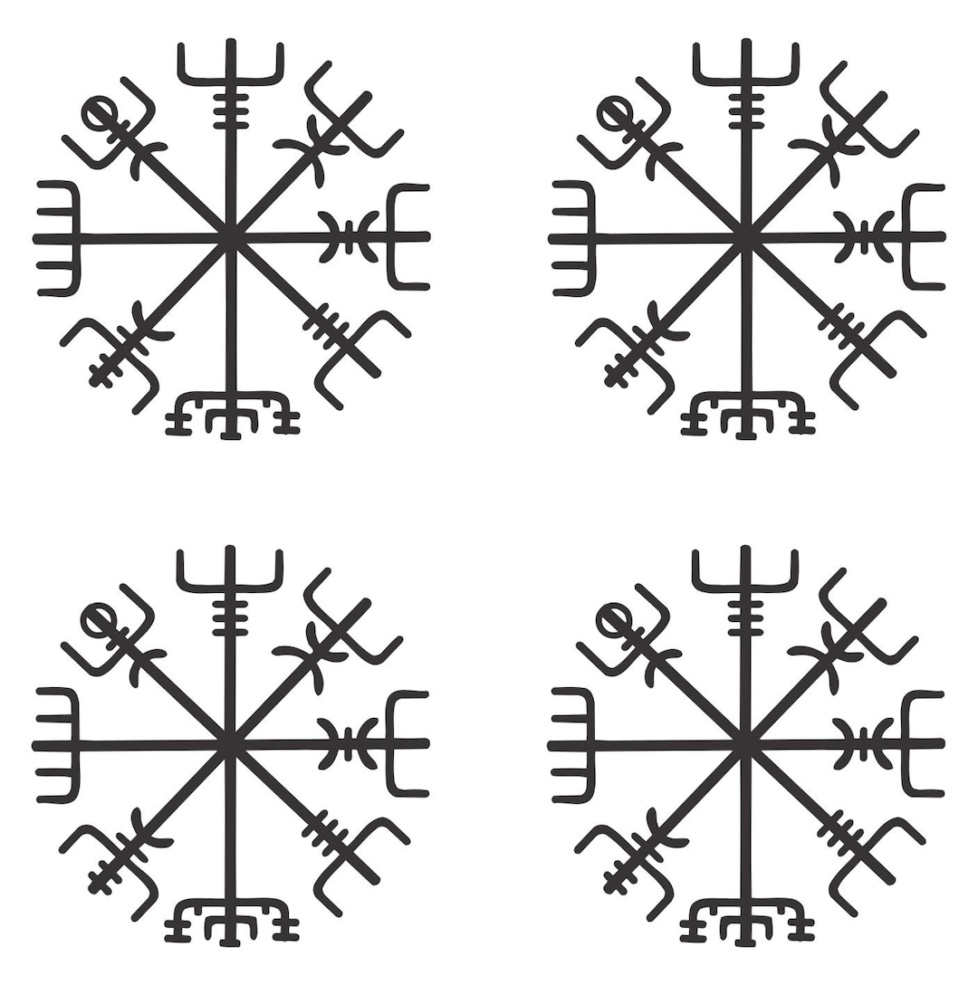 Vegvisir SET of 4 MATTE BLACK Viking Rune 2" Vinyl Decal - Etsy