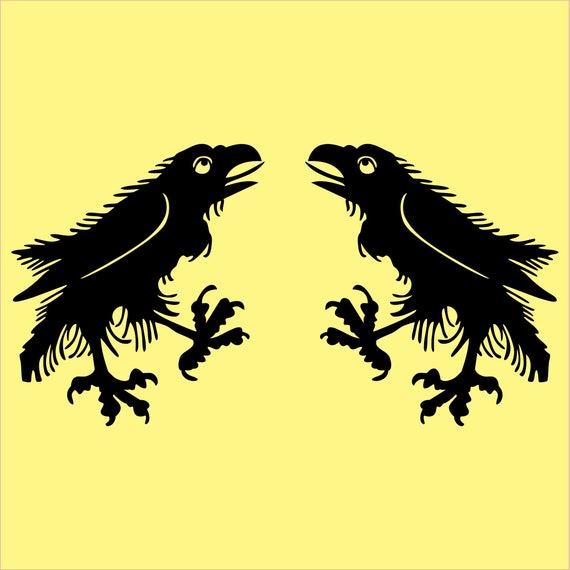 Passant Raven Black Medieval Raven Crow Vinyl Decals | Etsy