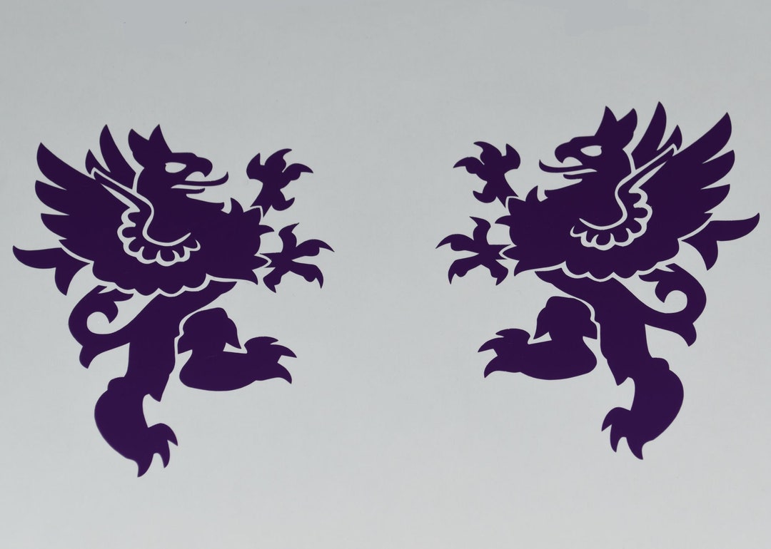 Rampant Griffin Violet Heraldic Vinyl Decals - Etsy