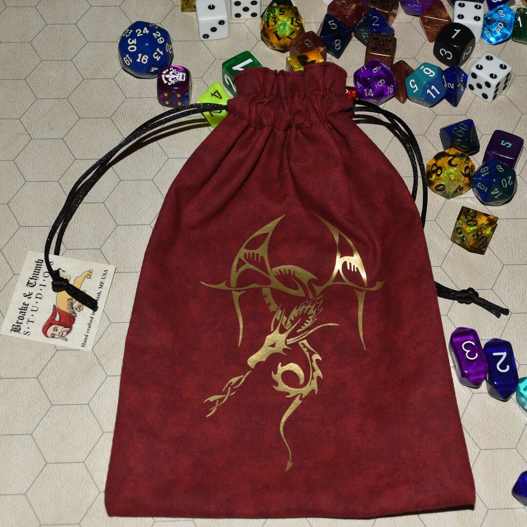 Gold Tribal Dragon Dnd Game Dice Bag - Etsy
