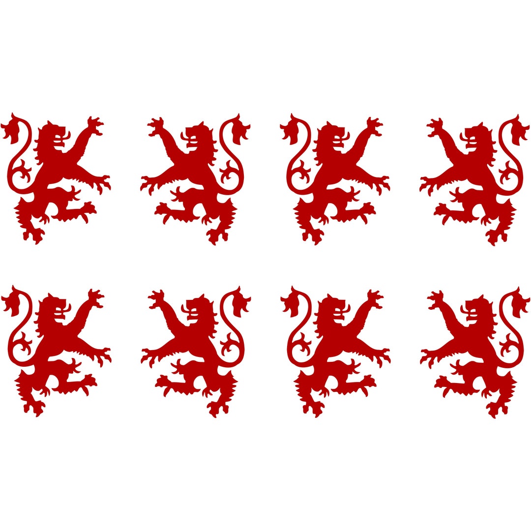 Scottish Lion SET of 8 Red Vinyl Decals - Etsy
