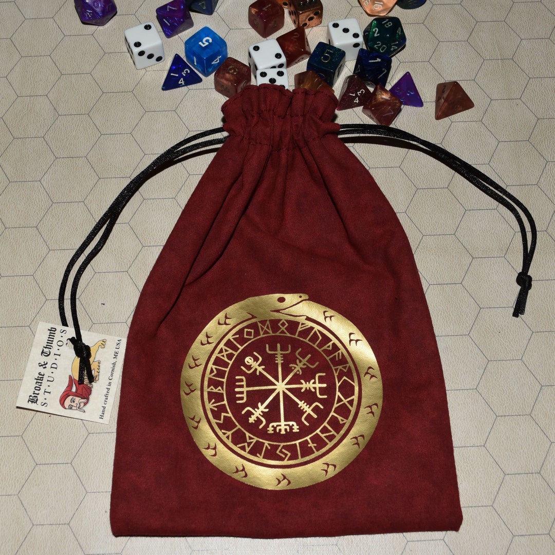 Ouroboros Vegvisir Viking Compass Rune Dice Red Bag - Etsy