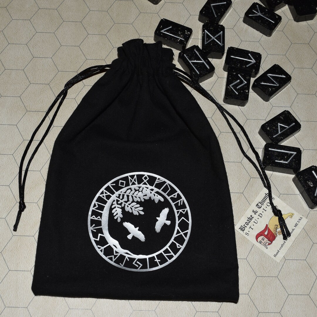 Viking Yggdrasil Hugin Munin Rune Dice Bag - Etsy