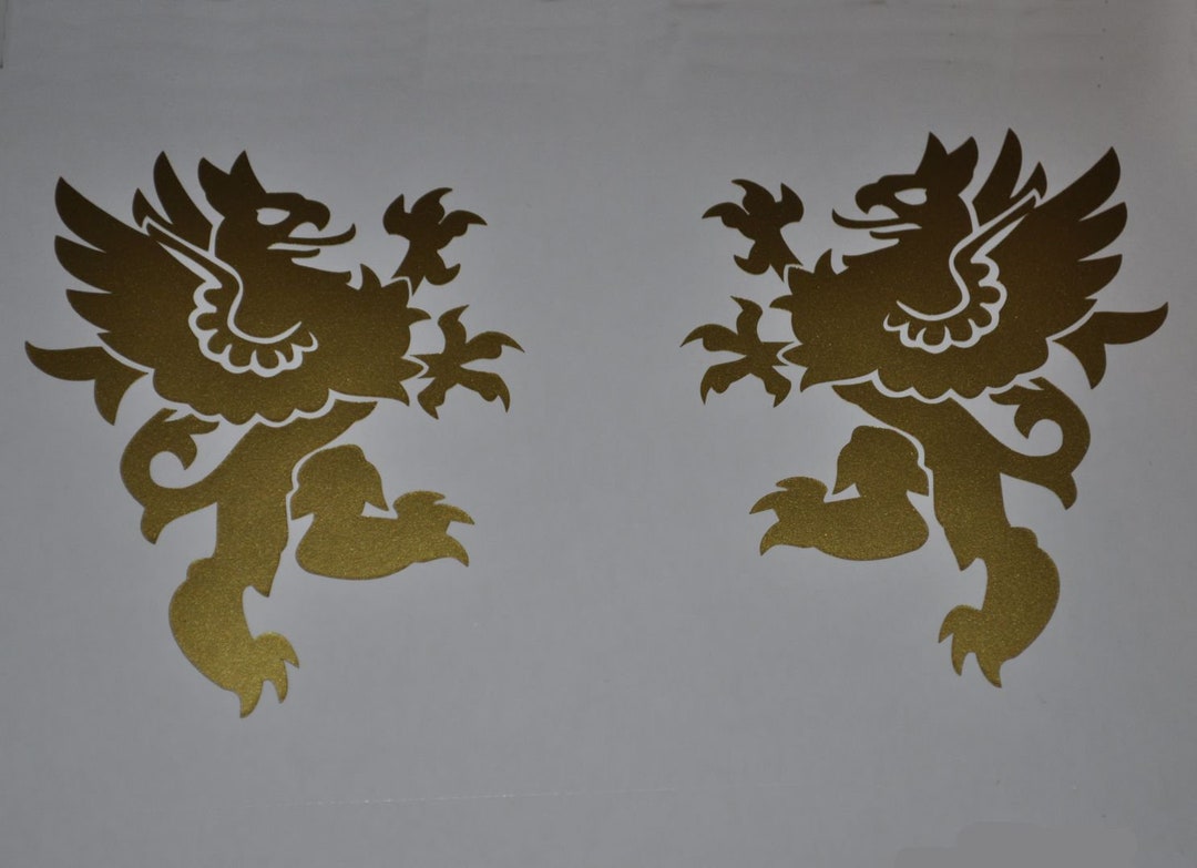 Rampant Griffin Gold Heraldic Vinyl Decals - Etsy