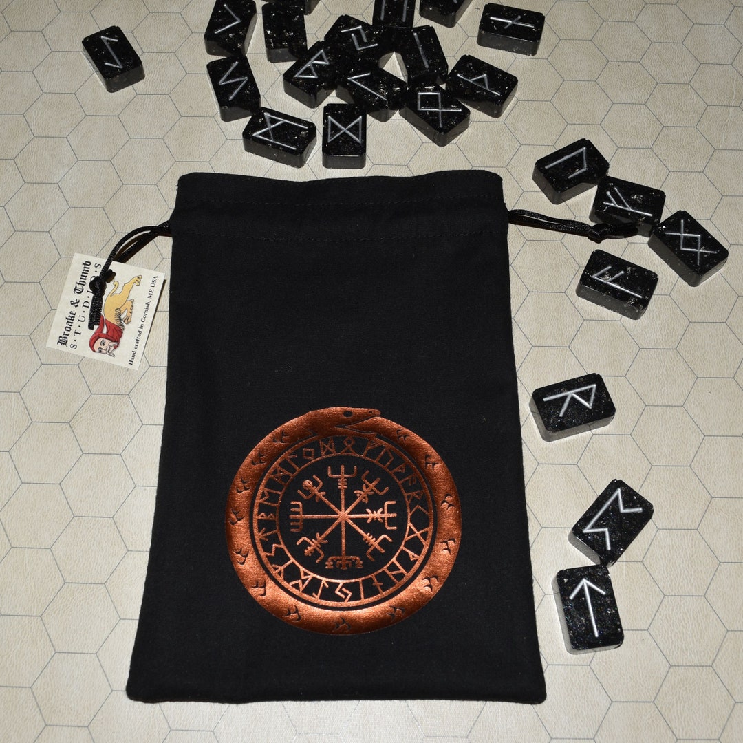 Ouroboros Vegvisir Viking Compass Rune Dice Black Bag - Etsy