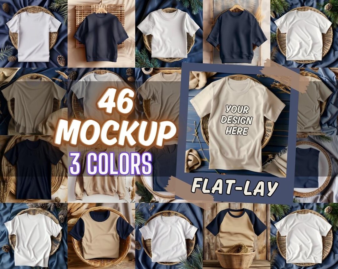 Gildan 64000 Flatlay T-shirt Mockup Bundle | Real Model Mock | Neutral ...