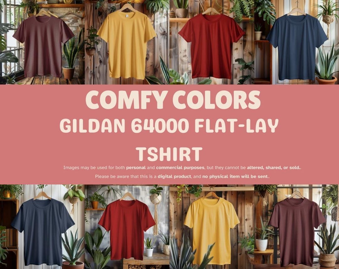 80+ Gildan 64000 Flat Lay T-shirt Mockup Bundle | 8 Comfy Colors ...