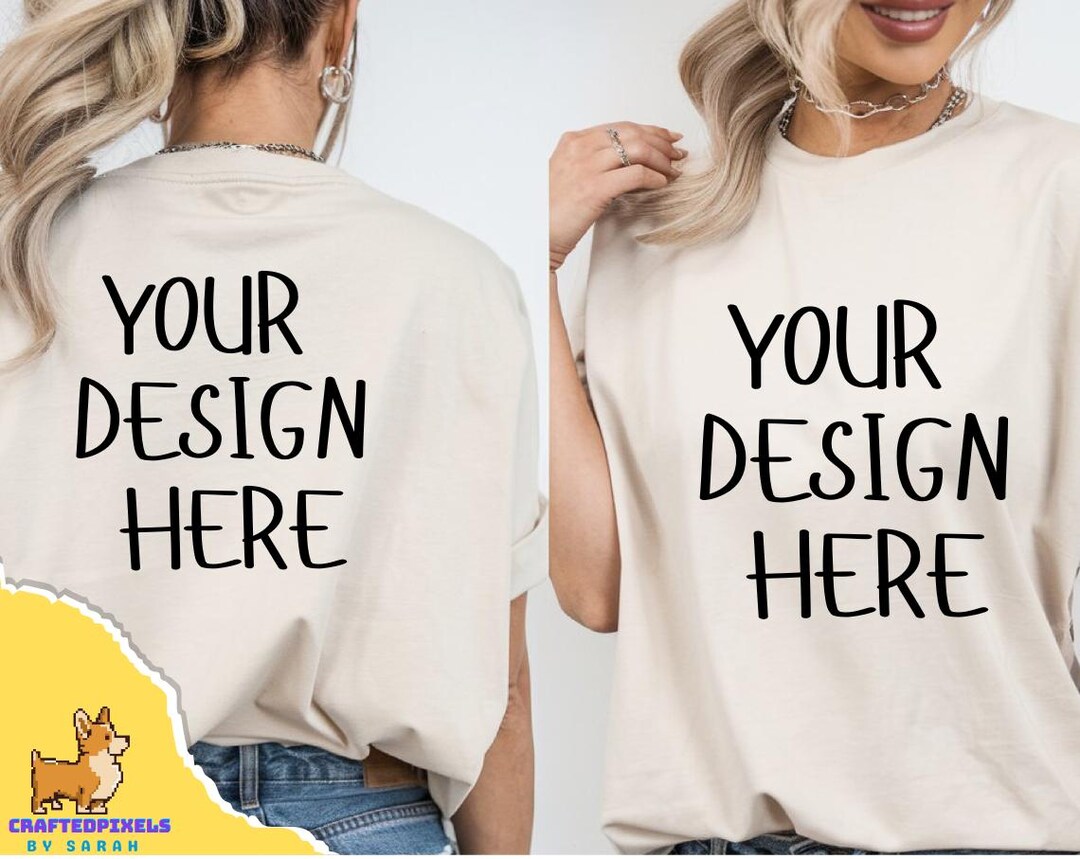 Gildan 5000 Sand Tshirt Front & Back Mockup | G500 Sand Beige Tan T ...