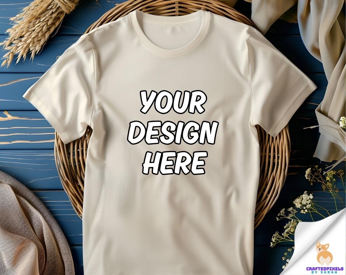 Gildan 64000 Flatlay T-shirt Mockup Bundle Real Model Mock Neutral ...