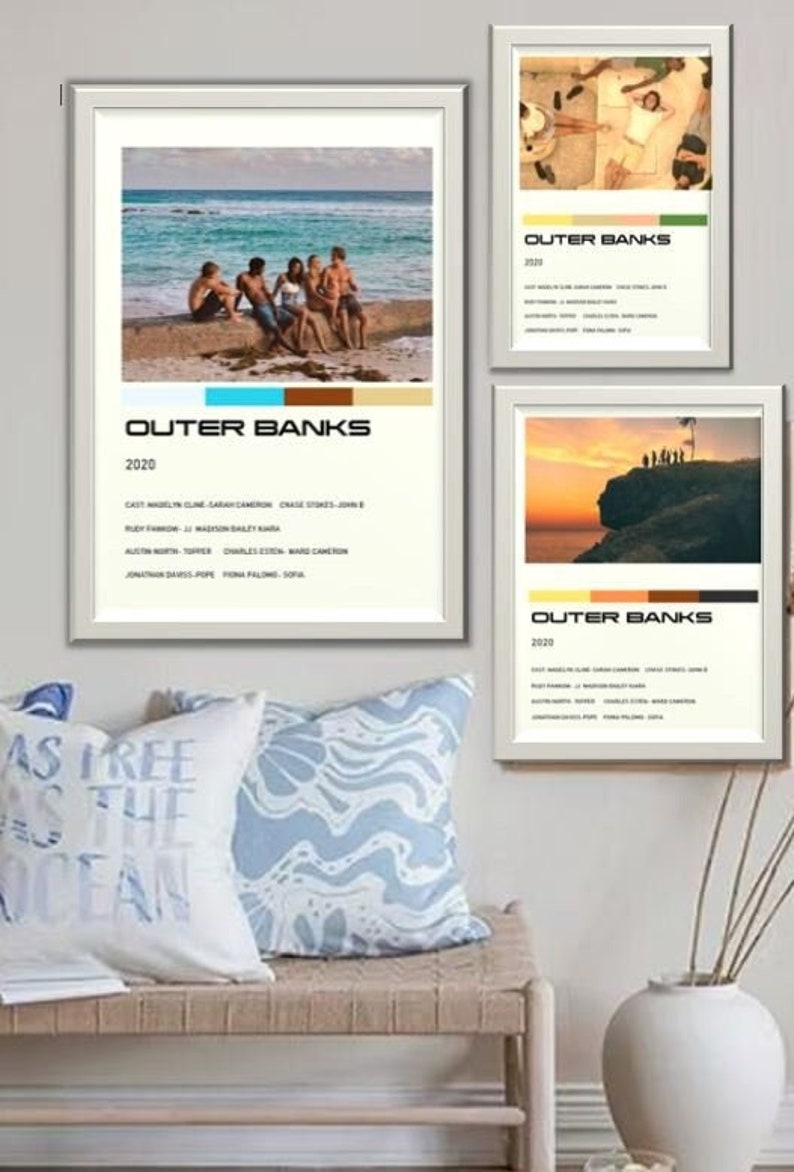 Outer Banks Poster 3 PCS Surfing Wall Decor Beach Movie Poter Vintage ...