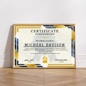 Sleek Certificate of Recognition, Modern Elegant Award, Professional ...