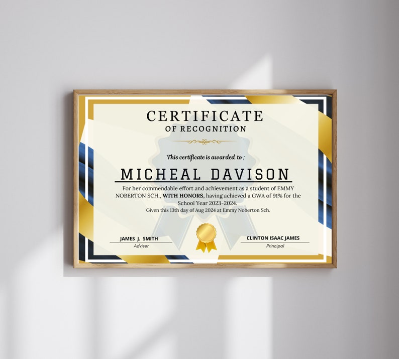 Sleek Certificate of Recognition, Modern Elegant Award, Professional ...