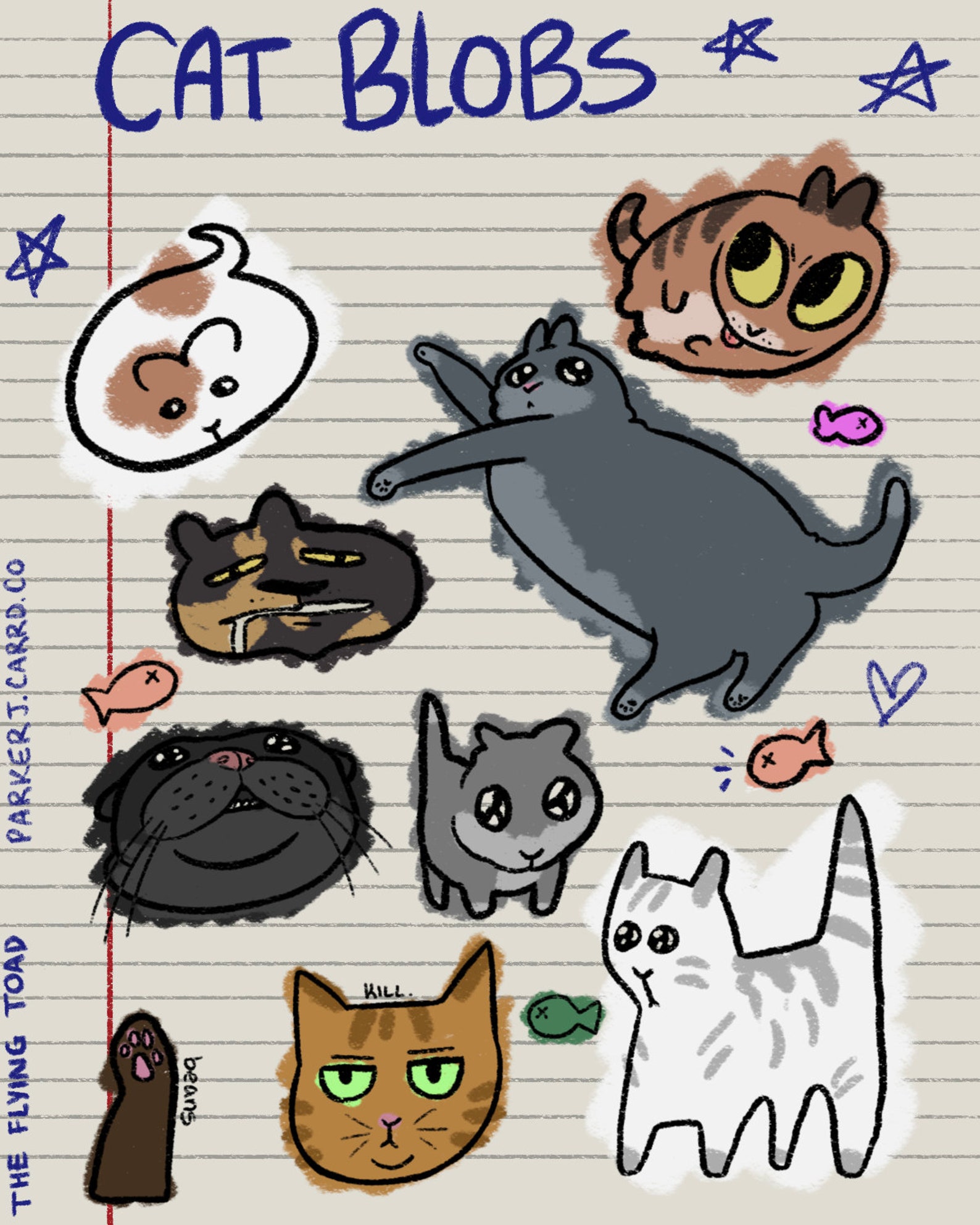 Cat Blob Vinyl Sticker Sheet - Etsy