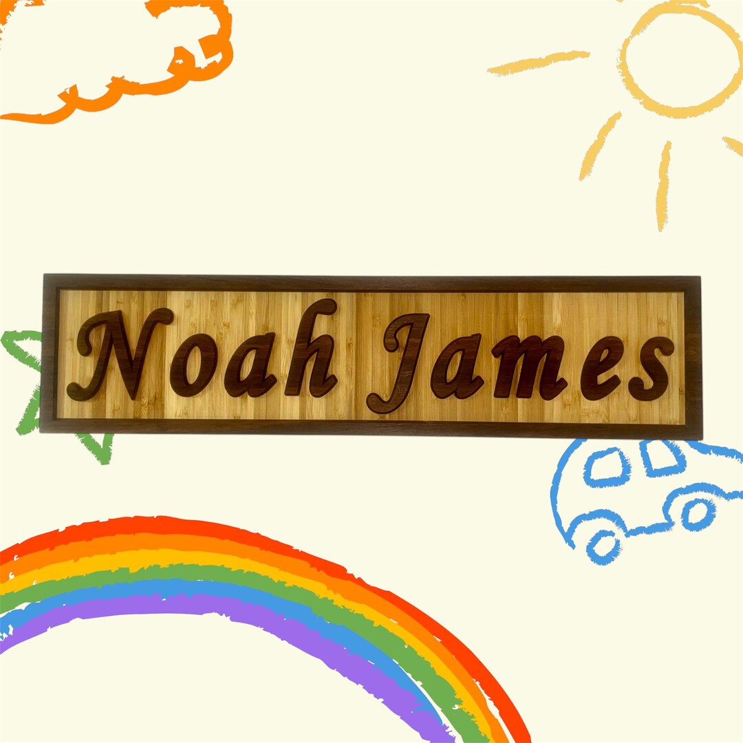 Custom Bamboo Baby Name Sign: CNC Carved Nursery Decor - Etsy