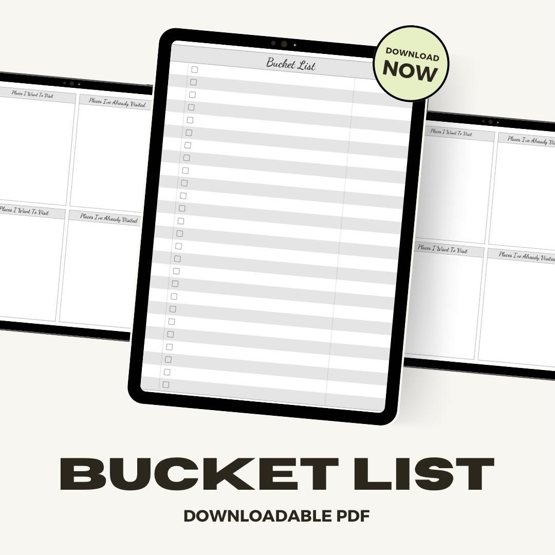 Bucket List Printable, Bucket List Checklist - Etsy